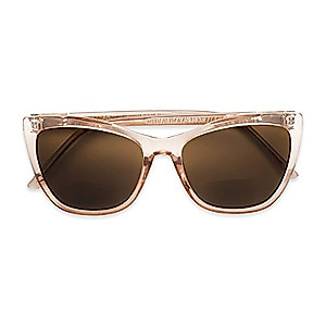 Sofia Vergara x Foster Grant Women's Sofia SunReaders Segment Style Cat-Eye Reading Glasses, Shiny Crystal Blush, 56 mm + 2.5