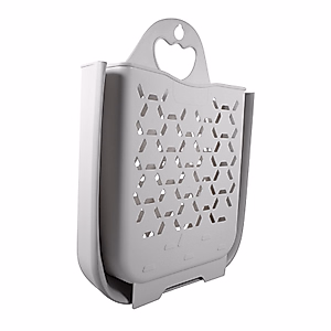 HOMOCONO Collapsible Laundry Basket Wall Laundry Hamper Folding Laundry Hamper Foldable Clothes Basket Wall Mounted Laundry Hamper Laundry Storage Basket Wall Mount Laundry Basket White Pp