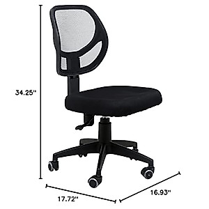 Comfty Fabric Seat and Nylon Base Mesh Back Swivel Task Chair, Black
