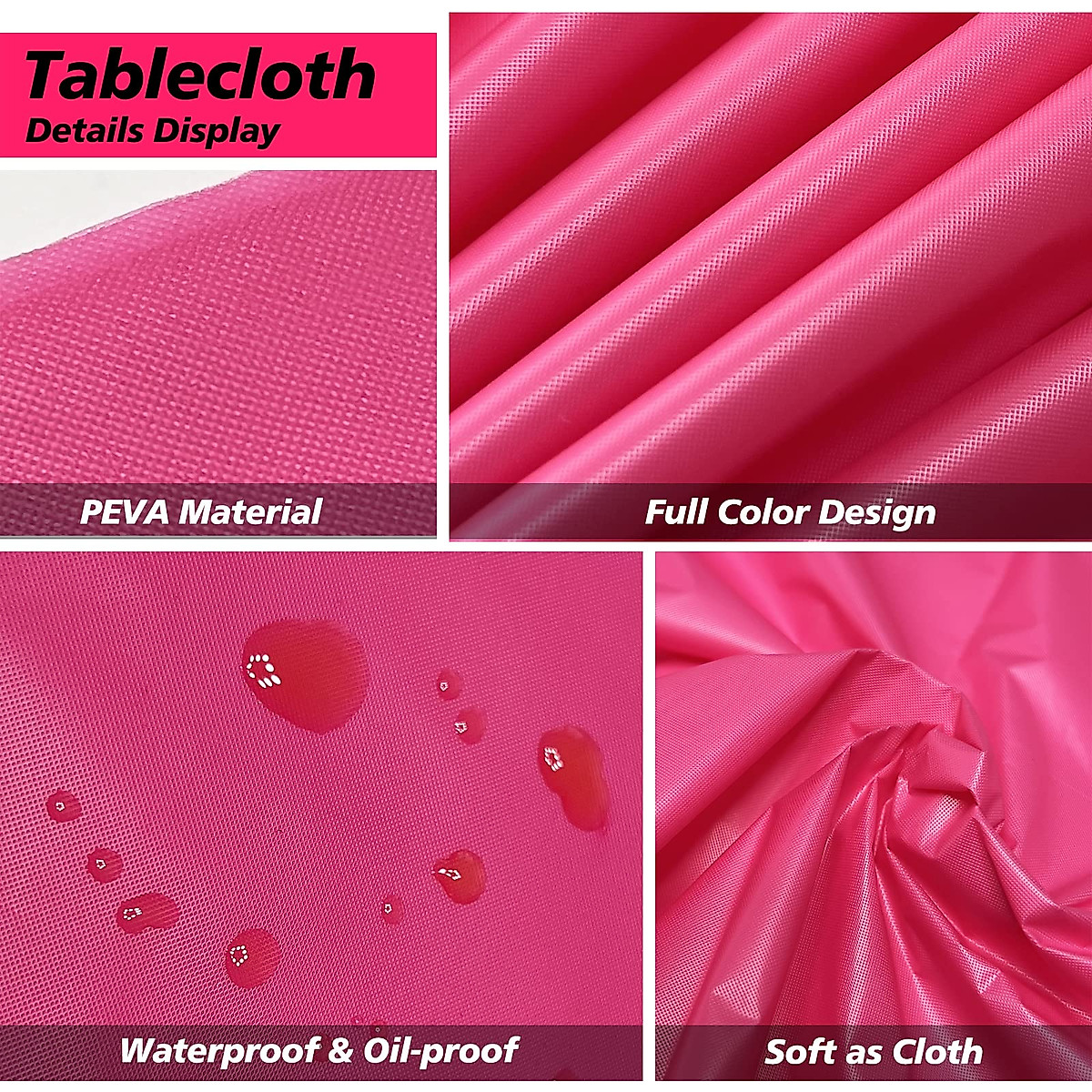 Hot Pink Plastic Table Cloth 4 Pack Disposable Plastic Table Cloth Party Table Cover Girls Party Table Clothes for Baby Shower Gender Reveal Birthday Party Decorations 54" X 72" (Hot Pink 4 Pack)