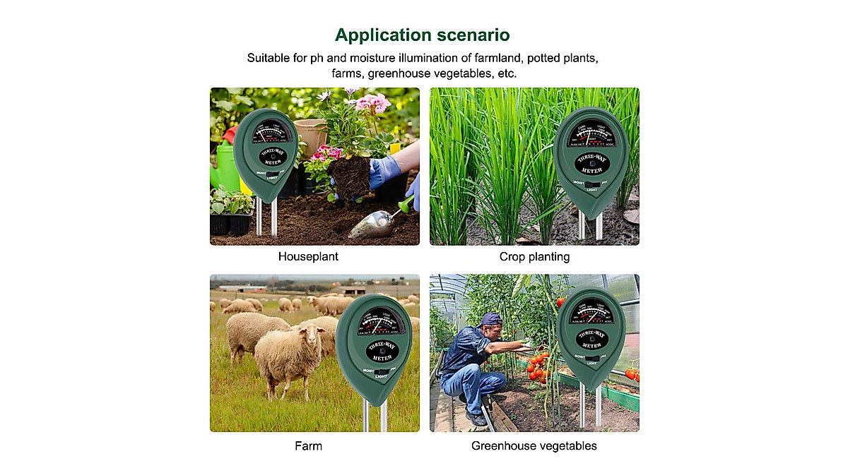 EPOL 3-in-1 Soil Moisture, pH & Light Meter
