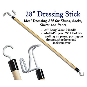 RMS Premium 7-Piece Hip Knee Replacement Kit with Leg Lifter, 19 and 32 inch Rotating Reacher Grabber, Long Handle Shoe Horn, Sock Aid, Dressing Stick, Bath Sponge - for Knee or Back Surgery Recovery