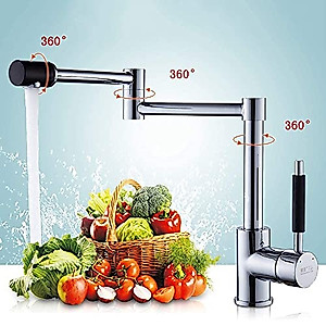 KNKQZXVDF -Taps,Faucets,Hot Cold Mixer Tap The Copper Gold European Rotary Tank Washing Dishes in a Bathtub Faucet Foldable Kitchen Sink Hot and Cold Water Faucet