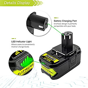 SHGEEN 2Pack 6.5Ah PBP003 Replacement for Ryobi 18V Lithium Battery P108 PBP002 P102 P103 P104 P105 P107 P109 P190 P122 Cordless Tool Battery Packs