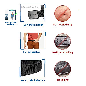 Drizzte 71'' Plus Size Long Men's Military Duty Web Nylon Belt Plastic Buckle Black