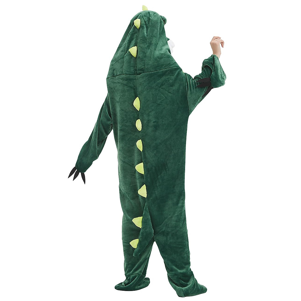 NAFLEAP Wearable Blanket Hoodie Women Dinosaur Onesie Adult Costume Sleep Bag Gifts for Girls, Dinosaur Green,XL