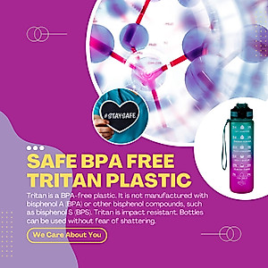 32 oz Water Bottle with Times to Drink and Straw. With Clearly Marked Times To Drink Throughout The Day And a Convenient Straw For Spill-Proof Sipping, Track Your Water Intake and Stay Hydrated.