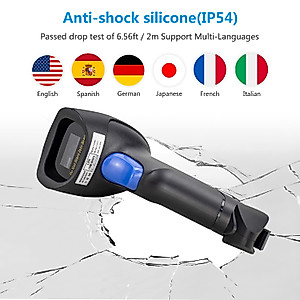 NetumScan Wireless Barcode Scanner with Stand, Portable Automatic Barcode Reader 2-in-1 (2.4G Wireless & USB 2.0 Wired QR Code Scanner for Warehouse POS and Computer (1D)