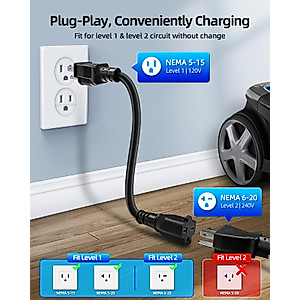 ShockFlo G Mini Level 1-2 EV Charger,16 Amp 110-240V 21ft Portable Electric Vehicle Charger,NEMA 6-20 Plug with NEMA 5-15 Adapter for J1772 Electric Cars