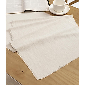 Vitalizart Beige Table Runner 14 x 72 Inches Long Slub Texture Cotton Linen Table Runner for Rustic Home Decorations Dining Room Wedding Decor Reception Bridal Shower Thanksgiving Christmas
