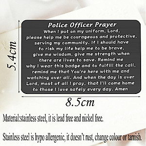 bobauna Police Officer Prayer Engraved Wallet Card Inster Thin Blue Line Cop Jewelry Police Academy Graduation Gift (police officer prayer uniform black)