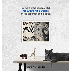 Cobain Graffiti Street Mural Art Print. Wall Art Poster - Unique Home Decor for Bedroom, Man Cave, Family or Living Room - Gift for Nirvana, 90's Alternative Music Fans - 8x10 Photo Unframed