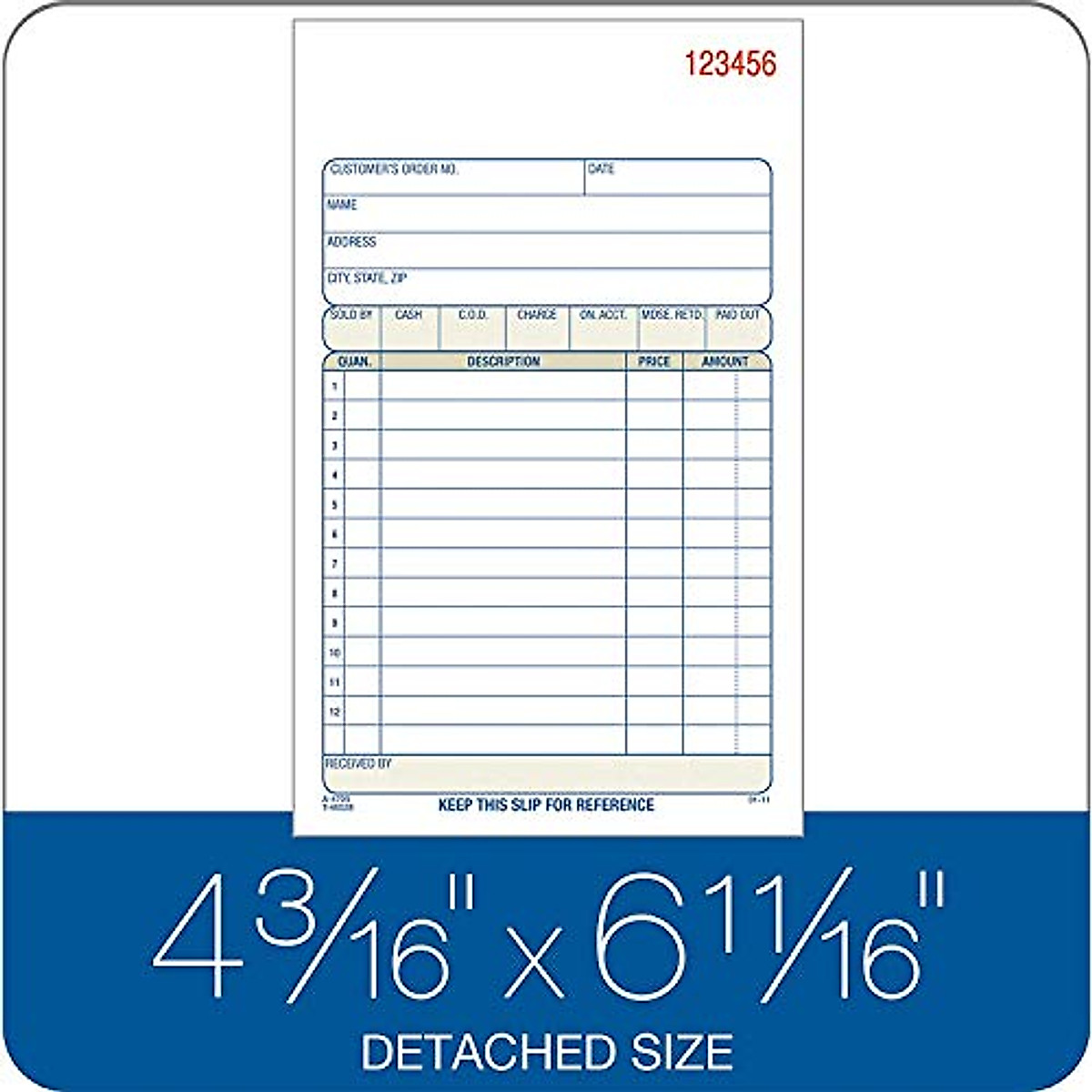 Adams Sales Order Books, 2-Part, Carbonless, White/Canary, 4-3/16 x 7-3/16 Inches, 50 Sets per Book, 6 Books
