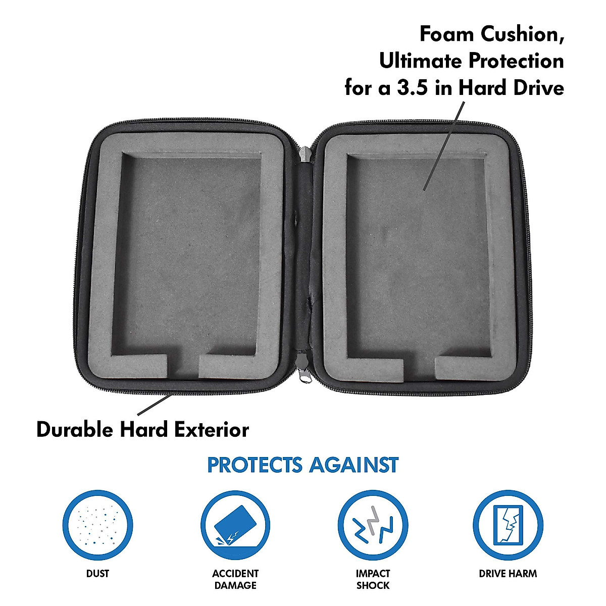 SiForce Portable 3.5 inch Internal Hard Drive Shockproof Case, SiForce Hard Drive Transporter Classic Hard Drive Storage Case