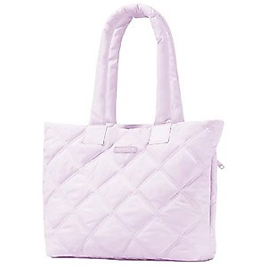 soewten Weekend Tote Bag for Women, Quilted Women Tote Bag with Zipper, Lightweight Puffer Work Bag with Pockets, Handbags Top Handle Hobo Purse for Casual Work, Gift for Women Purple