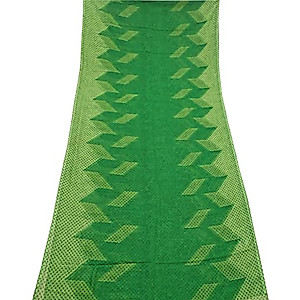 Peegli Vintage Green Saree Abstract Printed Curtain Drape Fabric Georgette DIY Craft Sari