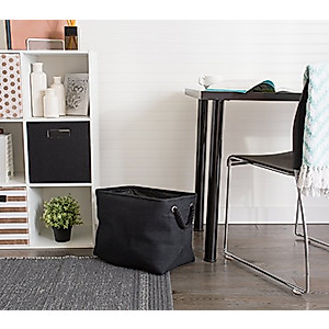 DII Collapsible Variegated Polyester Storage Bin, Large, Black