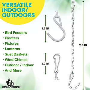 Hanging Chain, 9.5 Inch, 4-Pack, White, for Bird Feeders, Planters, Fixtures, Lanterns, Suet Baskets, Wind Chimes and More! Outdoor/Indoor Use…