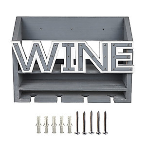 Shikha LED Wooden Wall Mounted Wine Rack and Glass Holder –Rustic Wine Bottle & Glass Holder & Wine Cork Storage Modern Home Decor 5 Bottle and 4 Glass Holder