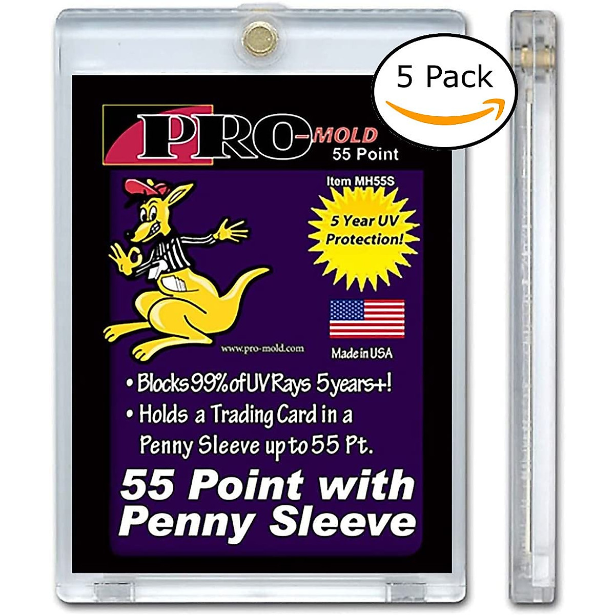 5-Count Pro-Mold 55pt. Magnetic ONE-Touch Card Holders Holds Sleeved Card MH55S