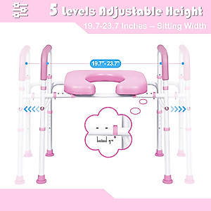 TOIRP Raised Toilet Seat with Handles, Easily Adjust Width and Height Commode Chair for Toilet, 400 LBS Toilet Seat for Seniors, Disabled and Pregnant, Fit for Any Toilet and Space Saving