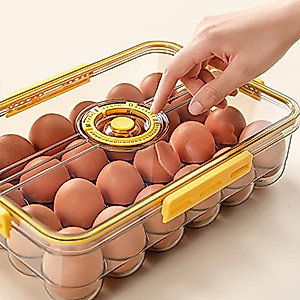 Clear Egg Tray Storage Box,Egg Holder With Lid And Special Buckle,Stackable PET Plastic Refrigerator Organizer Bins,Grey-24pieces