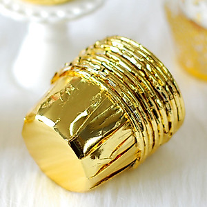 Gold Foil Metallic Paper Baking Cups Muffin Cups Cupcake Liners 50-Count Cake Baking Cups for Birthday, Wedding, Party (Gold)