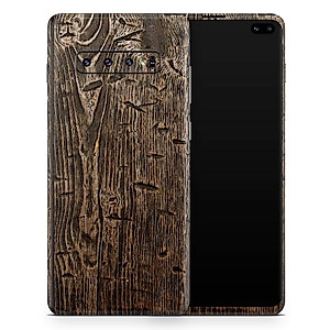 DesignSkinz Rough Textured Dark Wooden Planks Protective Vinyl Decal Wrap Skin Cover Compatible with The Samsung Galaxy S20 (Screen Trim & Back Glass Skin)