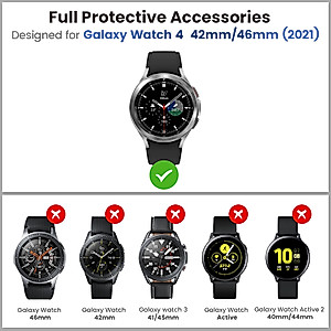 Goton 3 in 1 Accessories for Samsung Galaxy Watch 4 Classic 46mm, 1 Rugged TPU Armor Bumper Case Cover +2 Tempered Glass Screen Protector Films + 1 Bezel Ring for Galaxy Watch4 Classic 46mm Blue