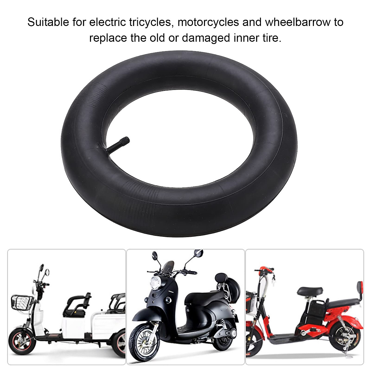 Haofy Inner Tube 3.00/3.25 8, Wheel Inner Tube 3.00/3.25‑8 Rubber Interior Tire Tube for Electro Tricycle Motorcycle Wheelbarrow, Inner Tube Wheelbarrow Inner (Straight Mouth)