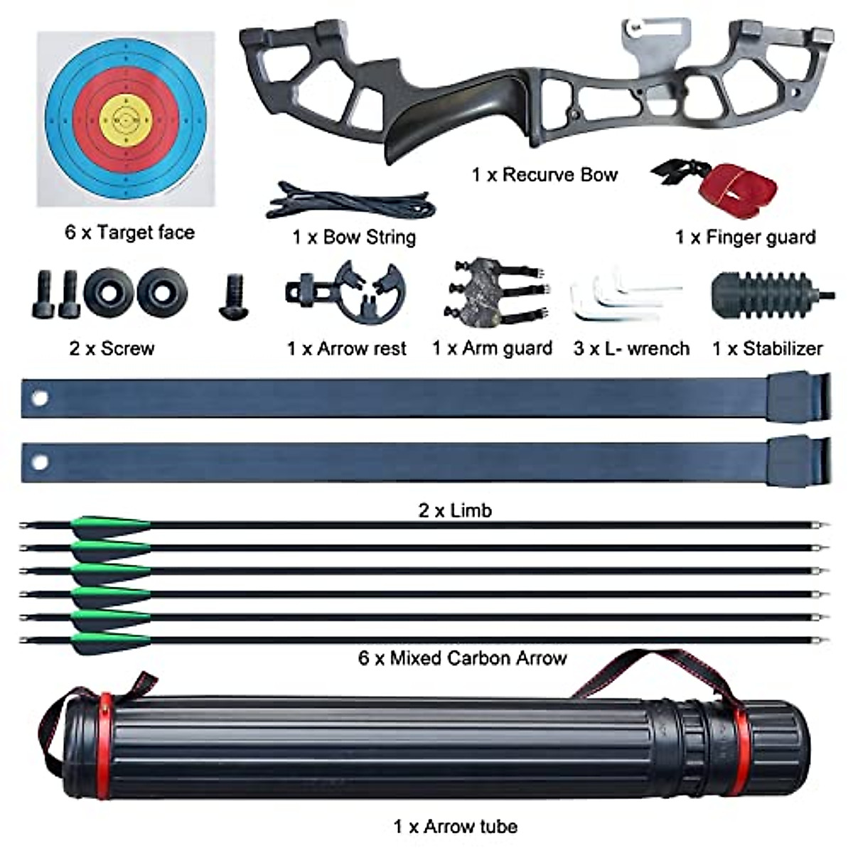 D&Q Archery 50" Takedown Bow and Arrows Set for Adults 30lb 40lb Metal Riser Right Hand Longbow Kit for Beginner to Intermediate Hunting Target(Black, 40lb)