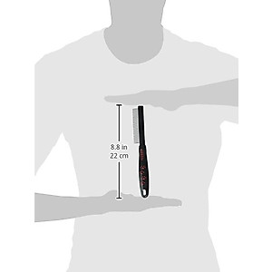 Ryan's Pet Supplies Paw Brothers Flea Comb for Small and Large Dogs and Cats with Handle, Professional Dog Grooming Kit and Supplies, Puppy Essentials, Black and Red, 8.8 Inches