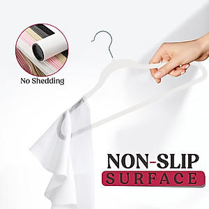 LDC LUX DECOR COLLECTION White Velvet Hangers 30 Pack - Premium Non Slip Clothes Felt Hanger for Coat, Pants, Suits, Shirts - Heavy Duty Space Saving 360 Rotatable Hook Hangars - White
