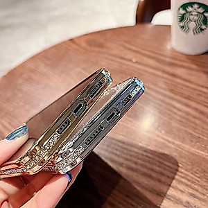 MINSCOSE Clear Glitter Case for iPhone 12 Pro Max Case,Luxury Cute Flexible Sparkly Rhinestone Case with Bling Crystal Shockproof Camera Lens Protector Design for Women Girls-Gold