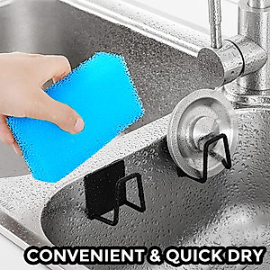 YOGINGO 4 Pack Sponge Holder for Kitchen Sink Strong Adhesive Sink Sponge Holder Premium SUS304 Stainless Steel Kitchen Sink Caddy Rustproof & Waterproof Kitchen Sink Organizer Quick Drying Holder