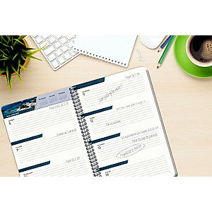 Dated 2024 Week at a Glance Annual Planner Courage - Small (5.5 x 8.5 Inches) - Daily Lines, Monthly Space, Yearly Calendars. Calming Lagoon. Organizer, Life Planner