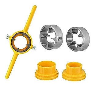 Tap and Die Set, Hosrnovo 6 PCS PVC Pipe Threader Plumbing Tool Kit with 3 Dies 1/2”, 3/4" and 1” for Home