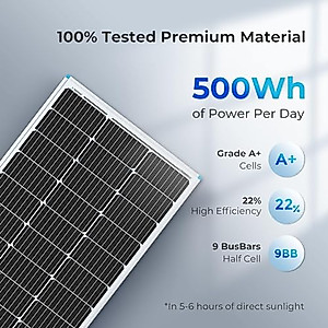 Renogy Solar Panel 100 Watt 12 Volt, High-Efficiency Monocrystalline PV Module Power Charger for RV Marine Rooftop Farm Battery and Other Off-Grid Applications, RNG-100D-SS, Single 100W