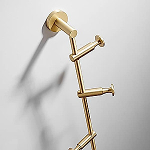 Coat Rack Metal Wall Mounted Coat Hanger with 6 Hooks Adjustable Spacing Angle Modern Coat Rack for Entryway Bedroom Coats Scarfs Bag Hat Umbrella Space Saving