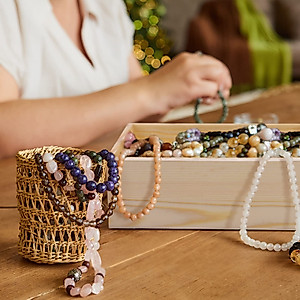 Aodaer 5 Packs Unfinished Wood Box Wood Crates Cutout Handles DIY Decorative Nesting Wood Box Treasure Box for Crafts, Decoration, Storage (Natural)