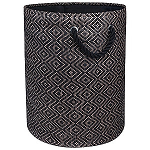 DII Woven Paper Storage Bin, Diamond Basketweave, Stone/Black, Large