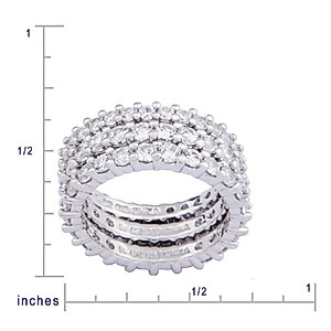 Amazon Essentials Sterling Silver Cubic Zirconia All-Around Band Stacking Ring Set (Set of 3), Size 6.5 (previously Amazon Collection)