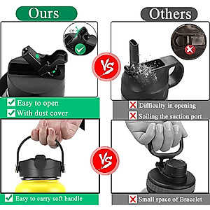 XACIOA Straw Lid for Hydro Flask Wide Mouth Bottle, Lid with Straws for 12 16 18 20 32 40 64 oz Bottle, Sport Cap Water Bottle Accessories Top Replacement Bottle Lid