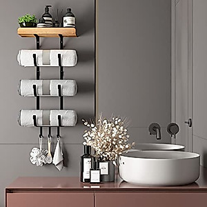 SODUKU Towel Rack Wall Mounted 3 Tier Modern Decorative Bathroom Towel Holder Practical Towel Storage Rack Can Hold 3 Bath Sheets for Storage of Bathroom Towels Yoga Mat