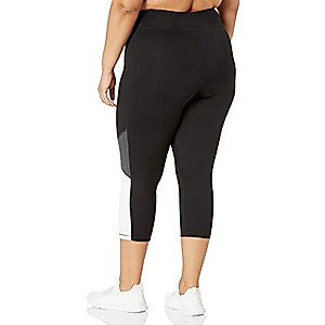Just My Size Women's Plus Size Active Pieced Stretch Capri, Black/Granite Heather/White, 2X