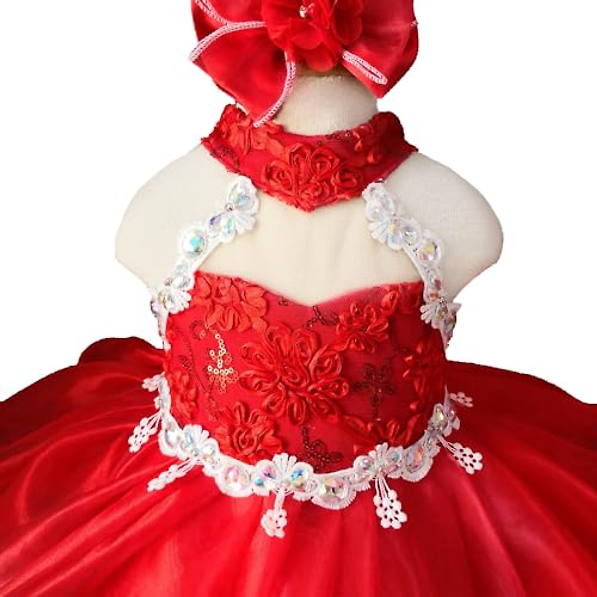 Jenniferwu G035 Infant Toddler Baby Newborn Little Girl's Pageant Party Birthday Dress RED SIZE12-18M
