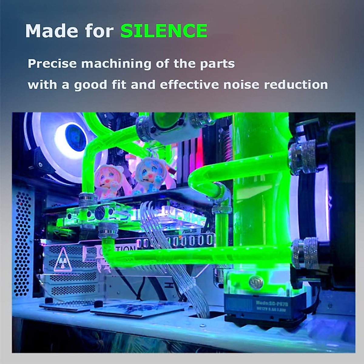 Pump/Reservoir Combo,800L/H PC Water Cooling Integrated Mute,G 1/4" Thread Port PC CPU Water Cooling System Heat Exchanger Tool(17cm-Black)