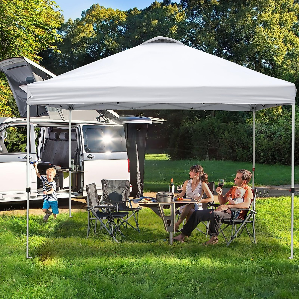 VINGLI 10x10 Pop Up Canopy Tent with Carry Bag and Sandbags, Outdoor Gazebo Canopy Tent 10x10 Party Tent Commercial Canopy (White)