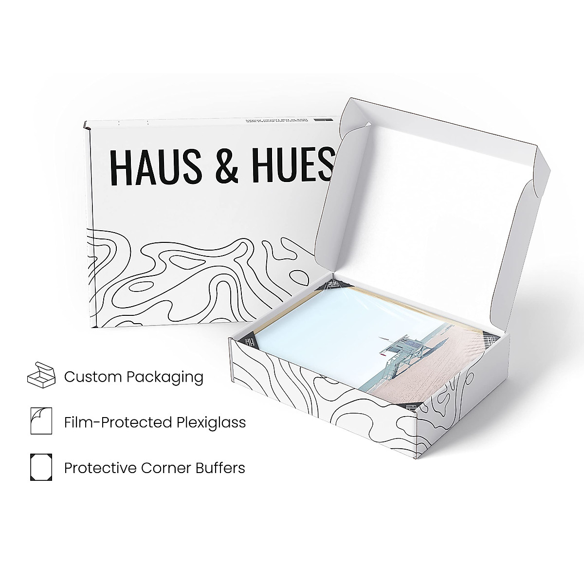 HAUS AND HUES Beach Wall Art Prints - Set of 4 Ocean Beach Decor Art Prints, Nautical Themed Beach Wall Decor and Decorations for Home Beach Art Prints and Beach Decor for Bedroom (Beige Frame, 8x10)