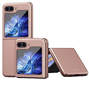 YJZSKRXFAK Case for Samsung Galaxy Z Flip5 5G 2023, Ultra Thin Slim Fit Elegant Business Smooth Cover Protective Cover Case for Galaxy Z Flip 5-Rose Gold